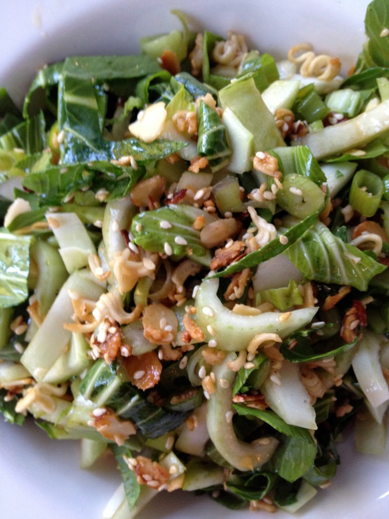 Baby Bok Choy Salad with Almond-Ramen Crunchies | Subee's Kitchen