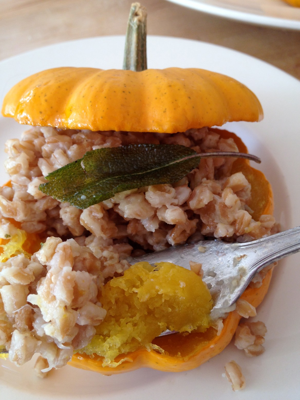 Mini Pumpkins with Farro Pilaf and Crispy Sage | Subee's Kitchen